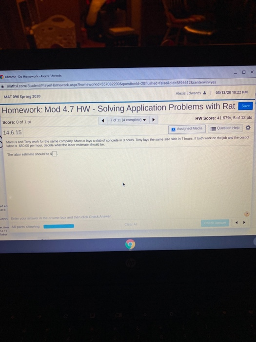 Solved Chrome-Do Homework Alexis Edward math.com Student | Chegg.com