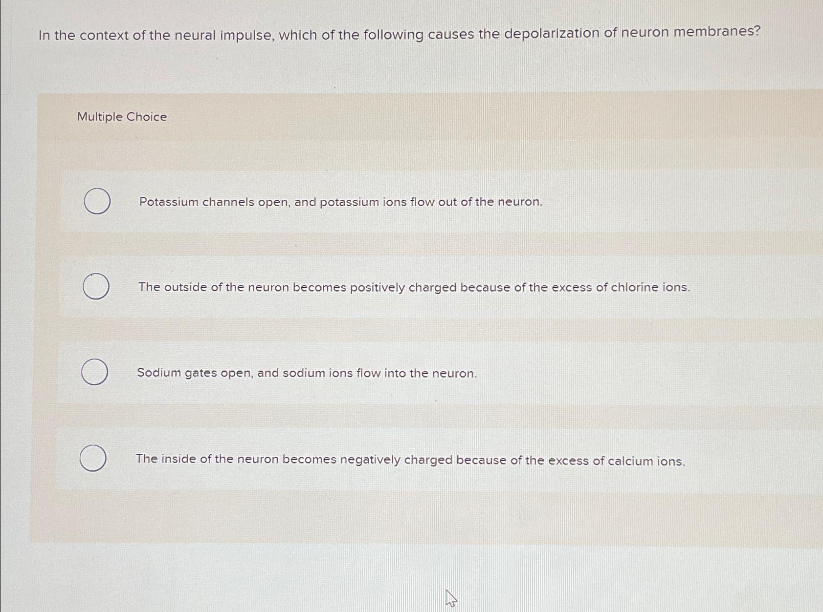 Solved In the context of the neural impulse, which of the | Chegg.com