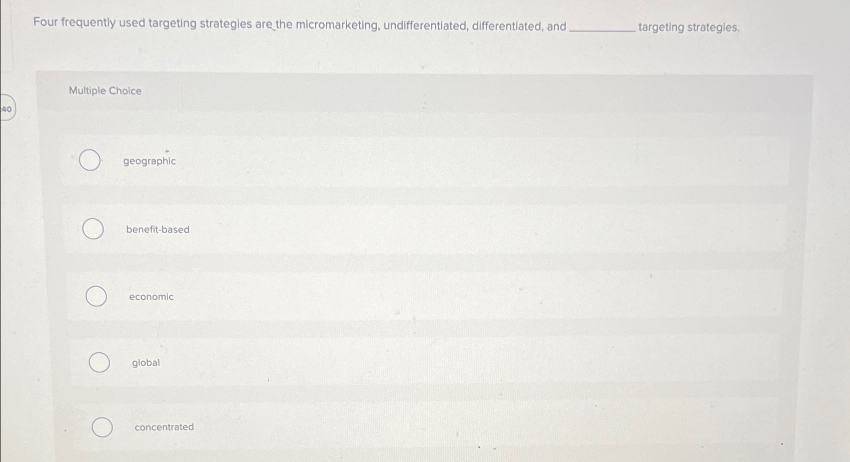 Solved Four frequently used targeting strategies are the | Chegg.com