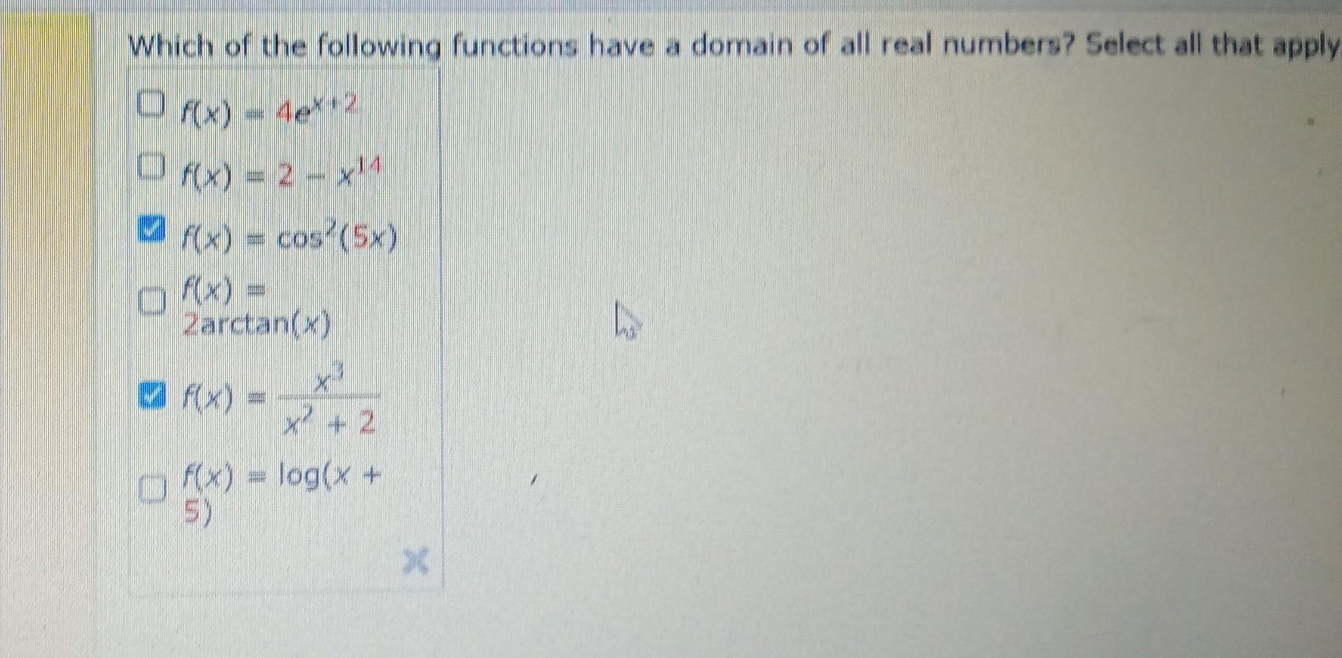 Solved Which of the following functions have a domain of all | Chegg.com