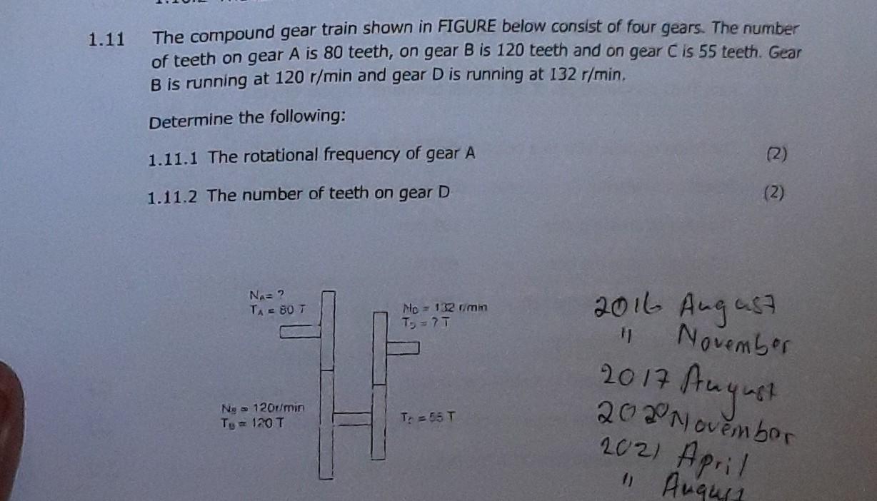 Solved 11 The compound gear train shown in FIGURE below | Chegg.com
