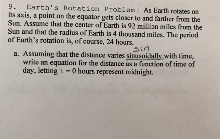 Solved 9. Earth's Rotation Problem: As Earth rotates on its | Chegg.com