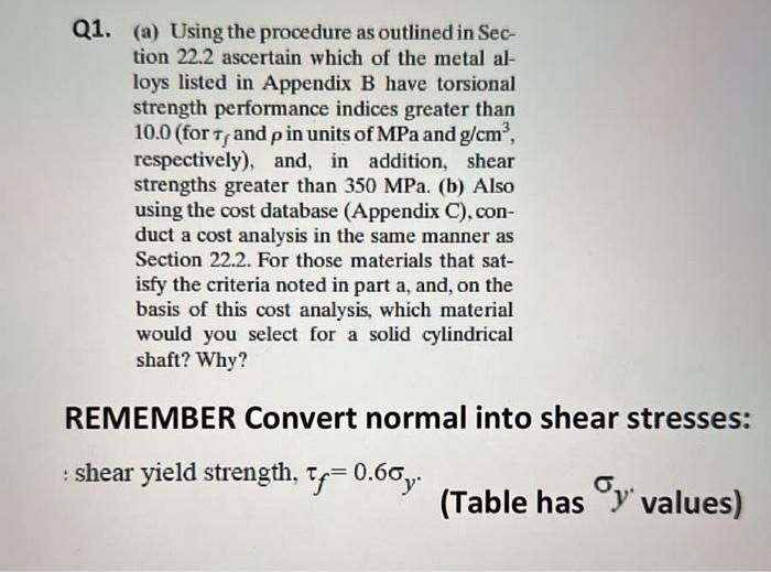 Q1. (a) Using the procedure as outlined in Sec- tion | Chegg.com