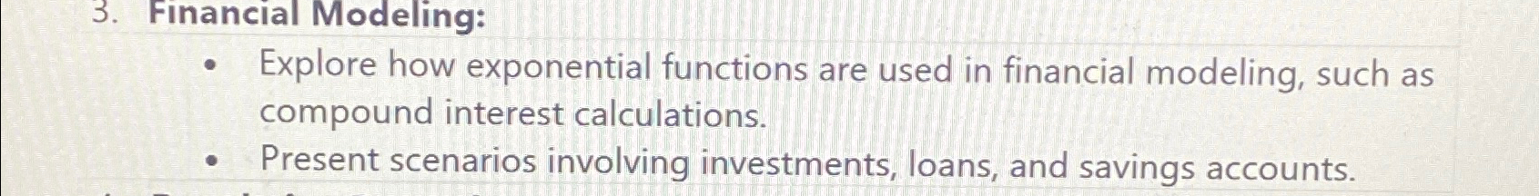 Solved Financial Modeling:Explore how exponential functions | Chegg.com