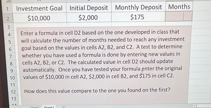 Enter a formula in cell D2 based on the one developed | Chegg.com