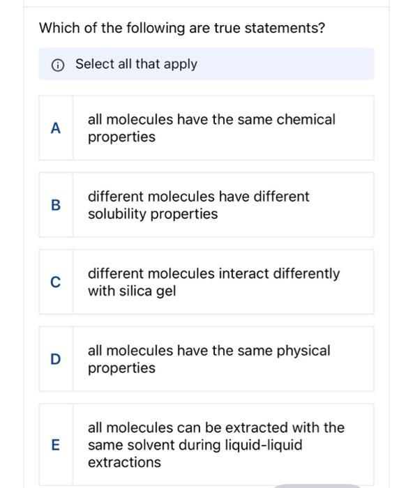 Solved Which of the following are true statements? Select | Chegg.com