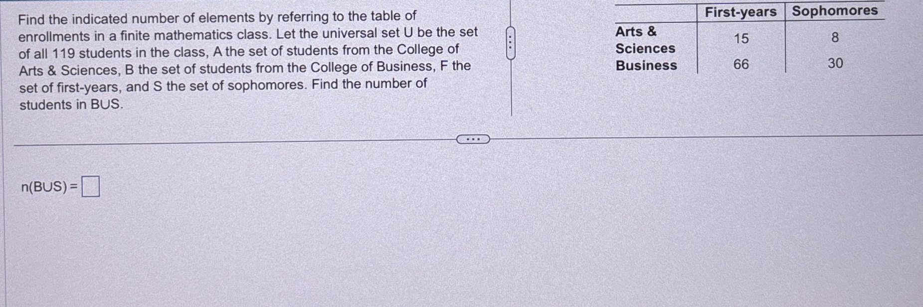 Solved Find the indicated number of elements by referring to | Chegg.com