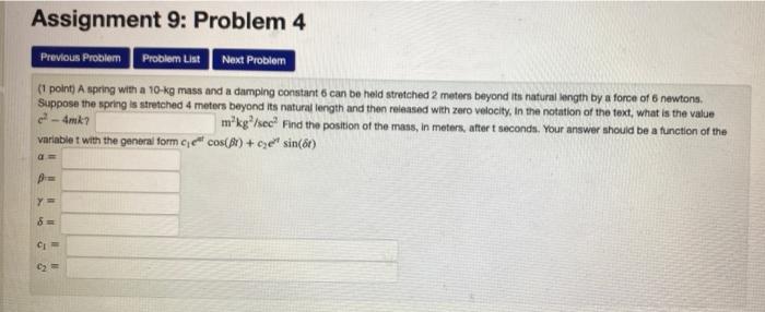Solved Assignment 9 Problem 4 Previous Problem Problem List 1037