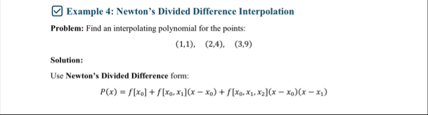 Solved Example 4: Newton's Divided Difference | Chegg.com