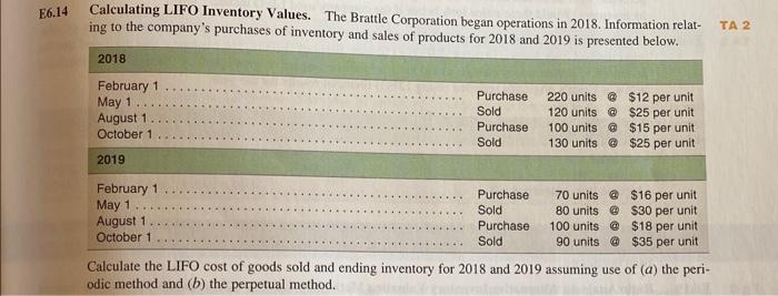Solved calcualte LIFO cost of goods sold for both 2018 and | Chegg.com