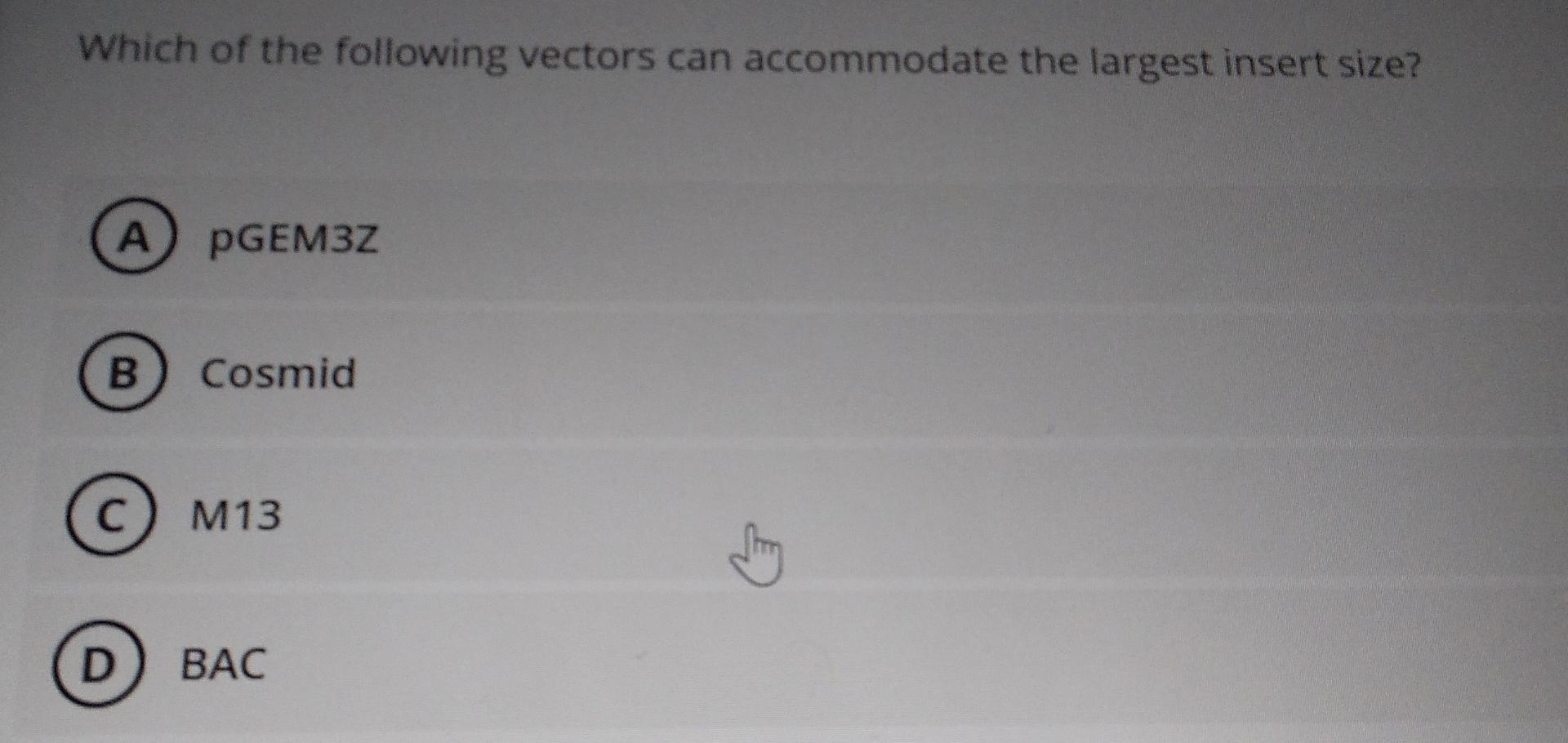 Solved Which of the following vectors can accommodate the | Chegg.com