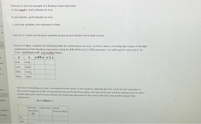 Solved Model I Boolean Values A Boolean Is A Primary Data