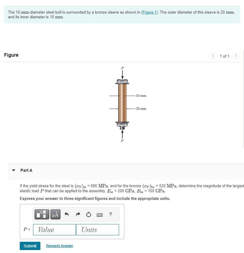 Solved The 10-mm-diameter steel bolt is ﻿surrounded by ﻿a | Chegg.com