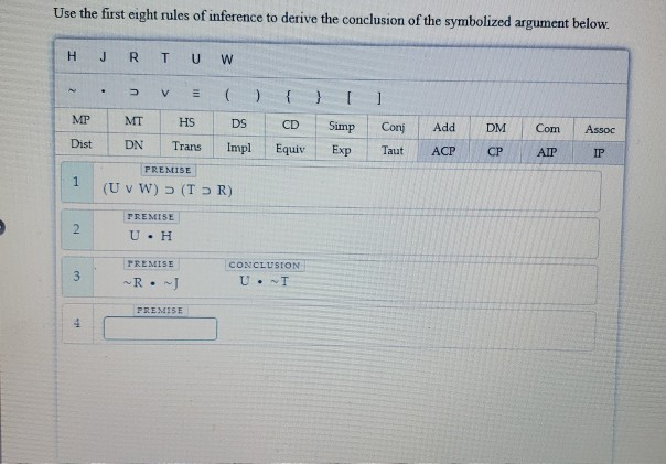 Solved Use the first eight rules of inference to derive the | Chegg.com