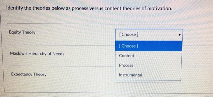 Solved Identify the theories below as process versus content | Chegg.com