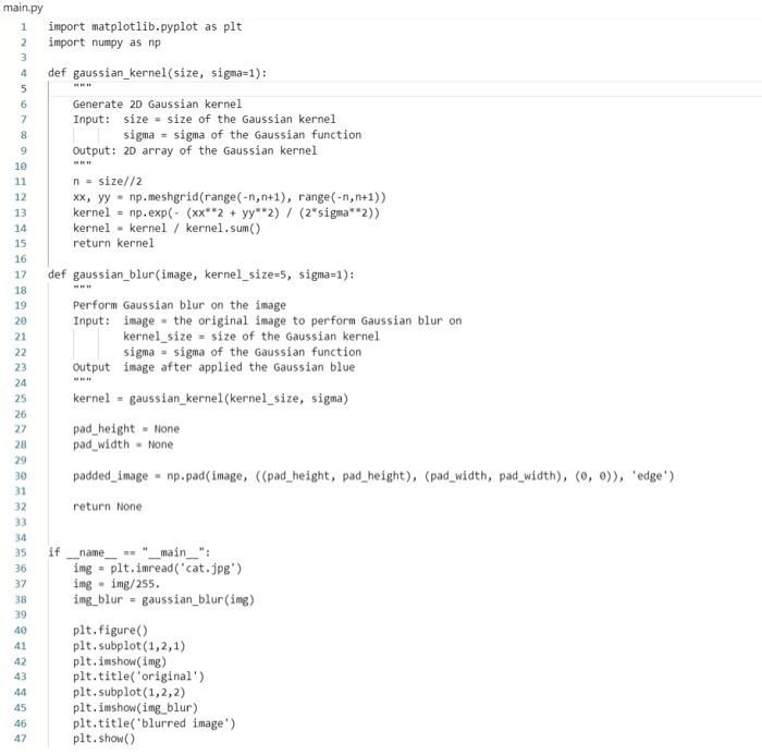 Solved Write the program that performs the Gaussian filter. | Chegg.com