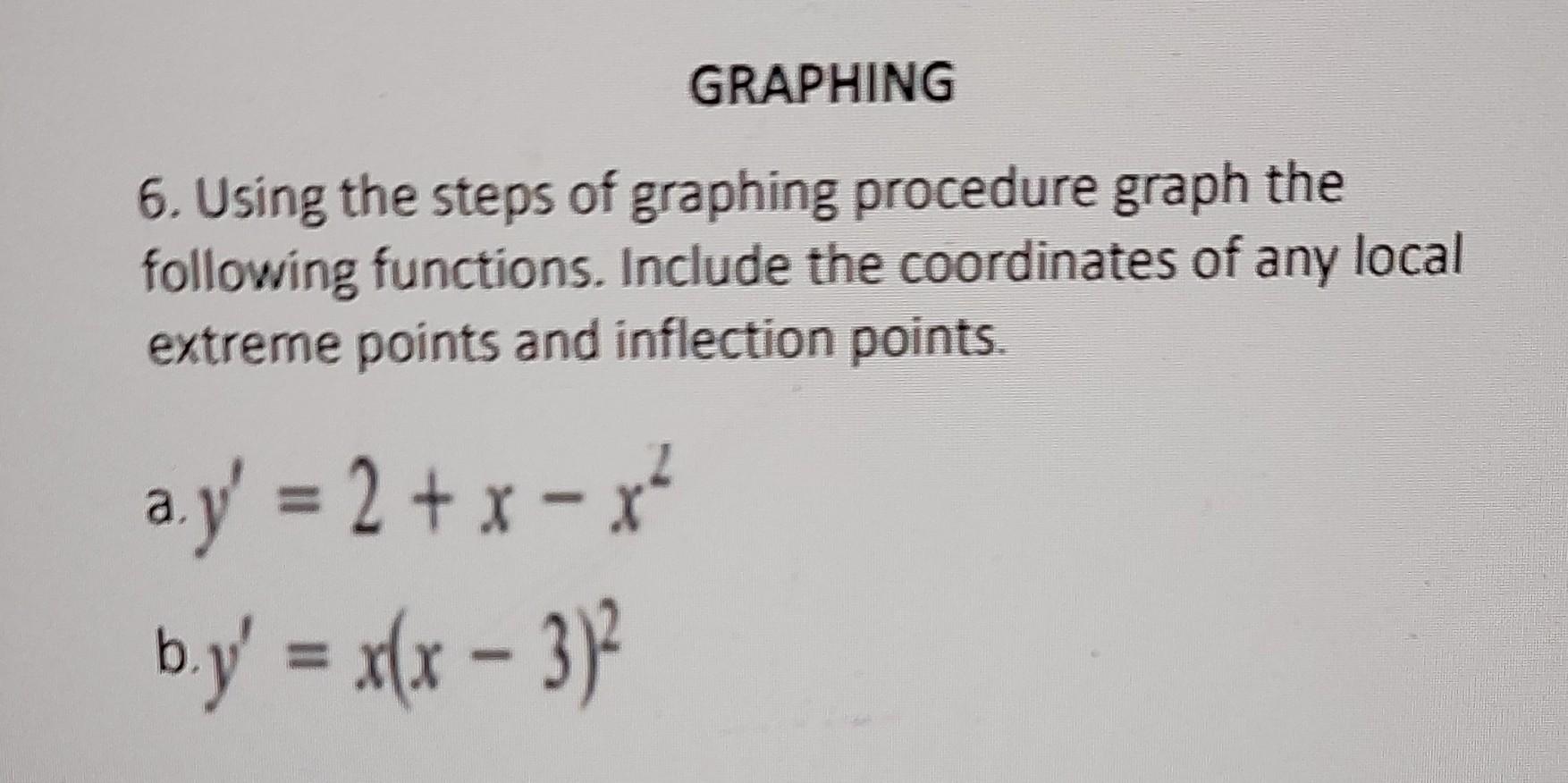 Solved GRAPHING 6. Using the steps of graphing procedure | Chegg.com