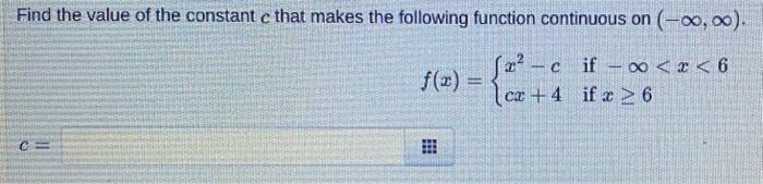Solved Find the value of the constant c that makes the | Chegg.com