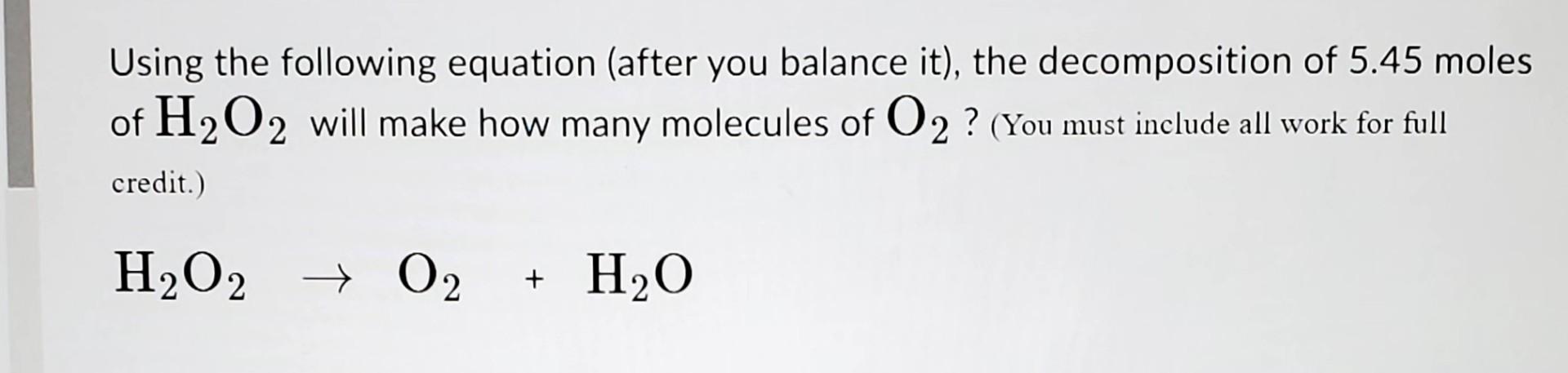 Solved Using the following equation (after you balance it), | Chegg.com
