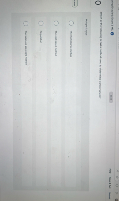 Solved ring Enabled: Exam 3 ﻿MC (Help Save 4 | Chegg.com