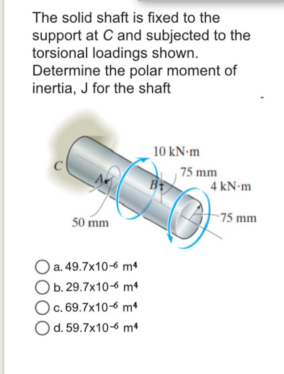 Solved The solid shaft is fixed to thesupport at C ﻿and | Chegg.com