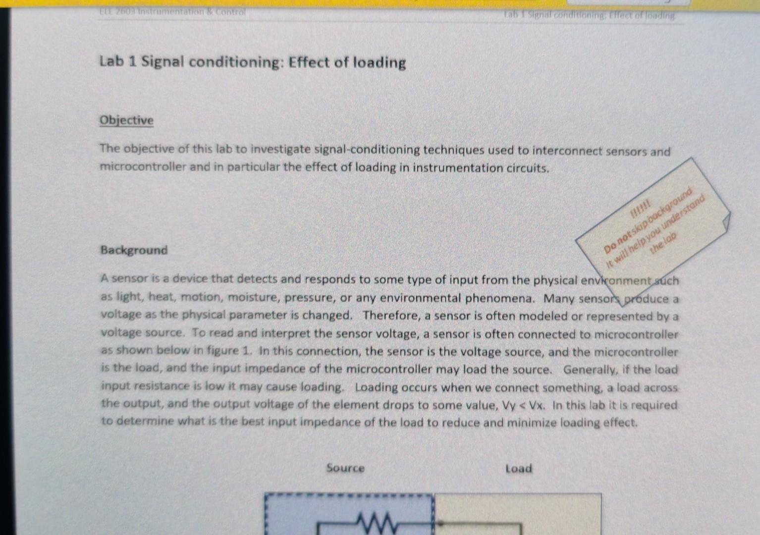 Solved Lab 1 Signal conditioning: Effect of loading | Chegg.com
