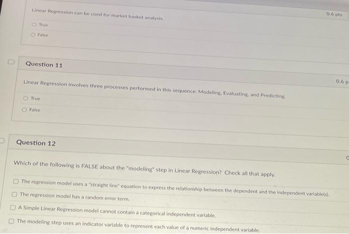 Solved Linear Regression can bo used for market basket | Chegg.com