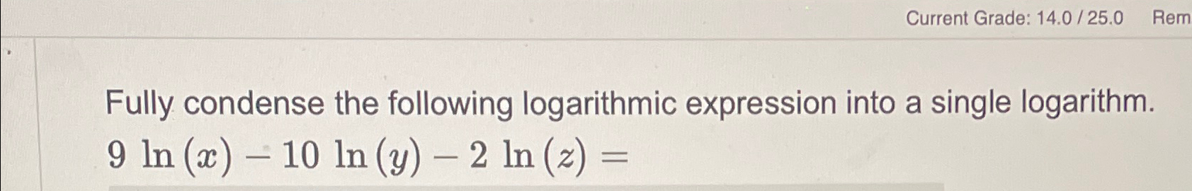 Solved Fully condense the following logarithmic expression | Chegg.com Solved Fully condense the following logarithmic expression | Chegg.com