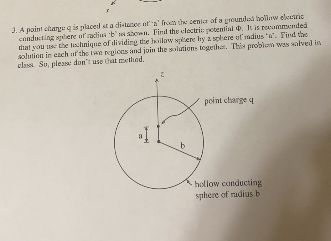Solved 3. ﻿A point charge q is placed at a distance of ' ﻿a | Chegg.com