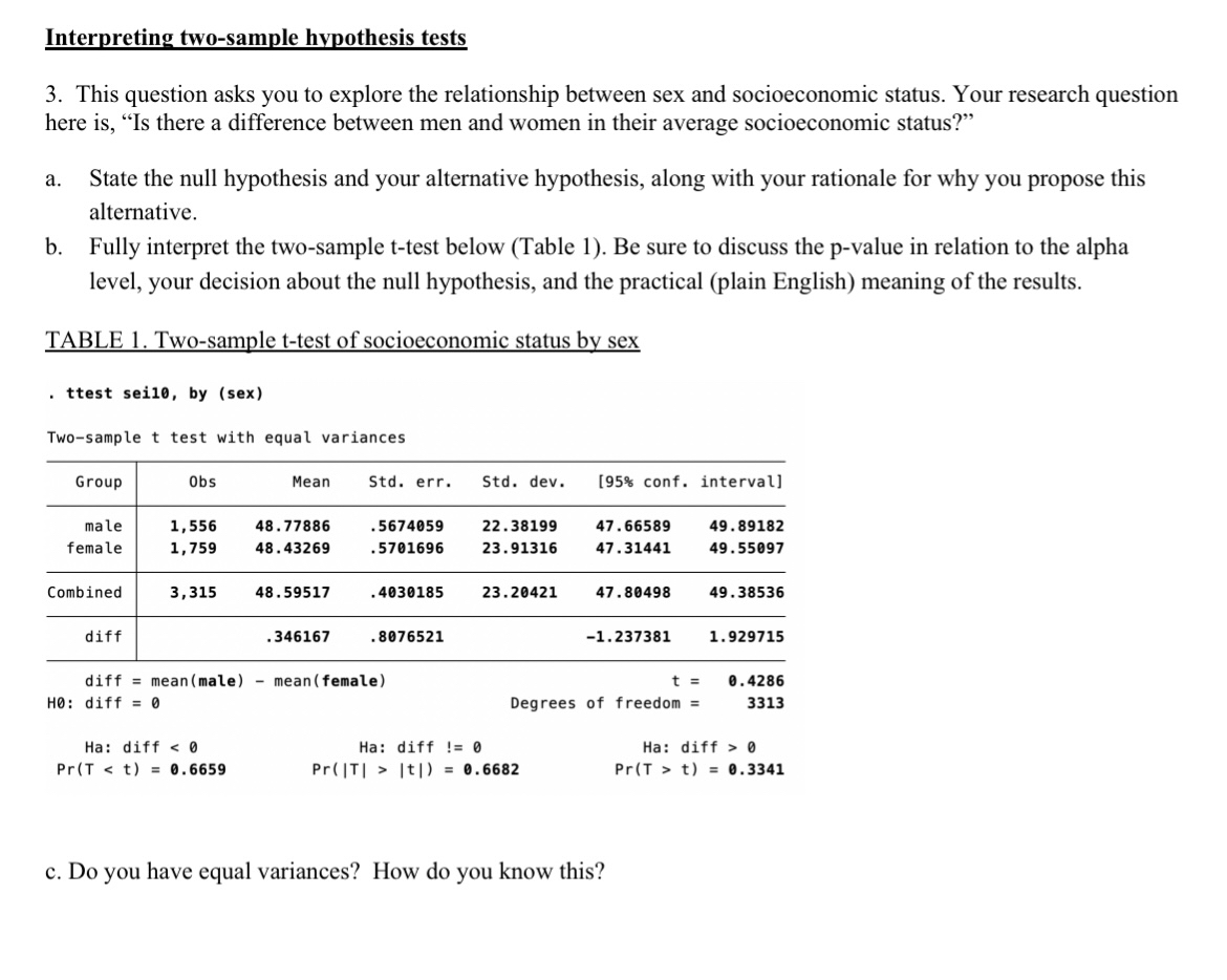 Solved Interpreting Two Sample Hypothesis Tests3 ﻿this 4728