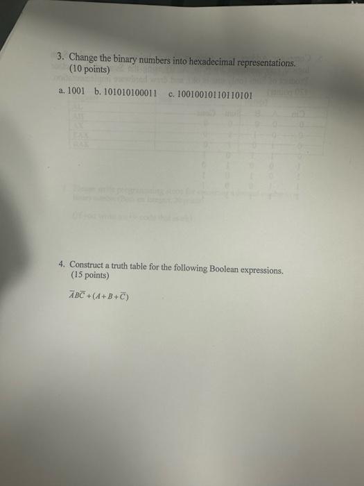 Solved 3. Change the binary numbers into hexadecimal | Chegg.com