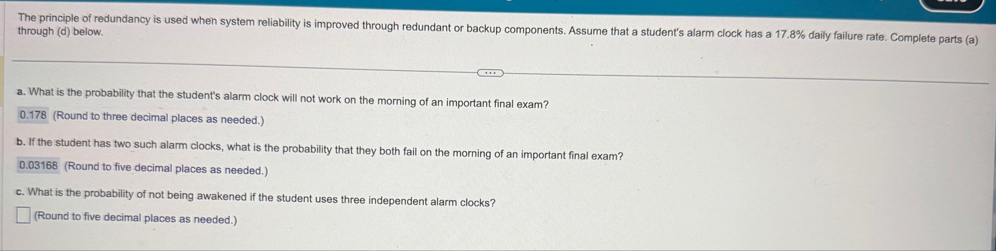 Solved The principle of redundancy is used when system | Chegg.com