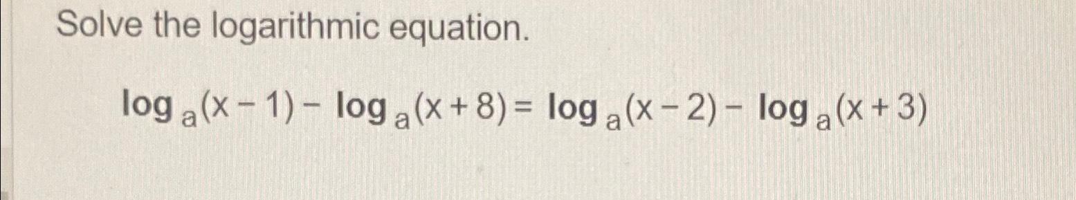 Solved Solve the logarithmic | Chegg.com