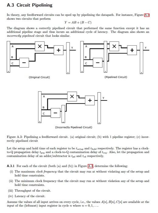 A.3 Circuit Pipelining In theory, any feedforward | Chegg.com