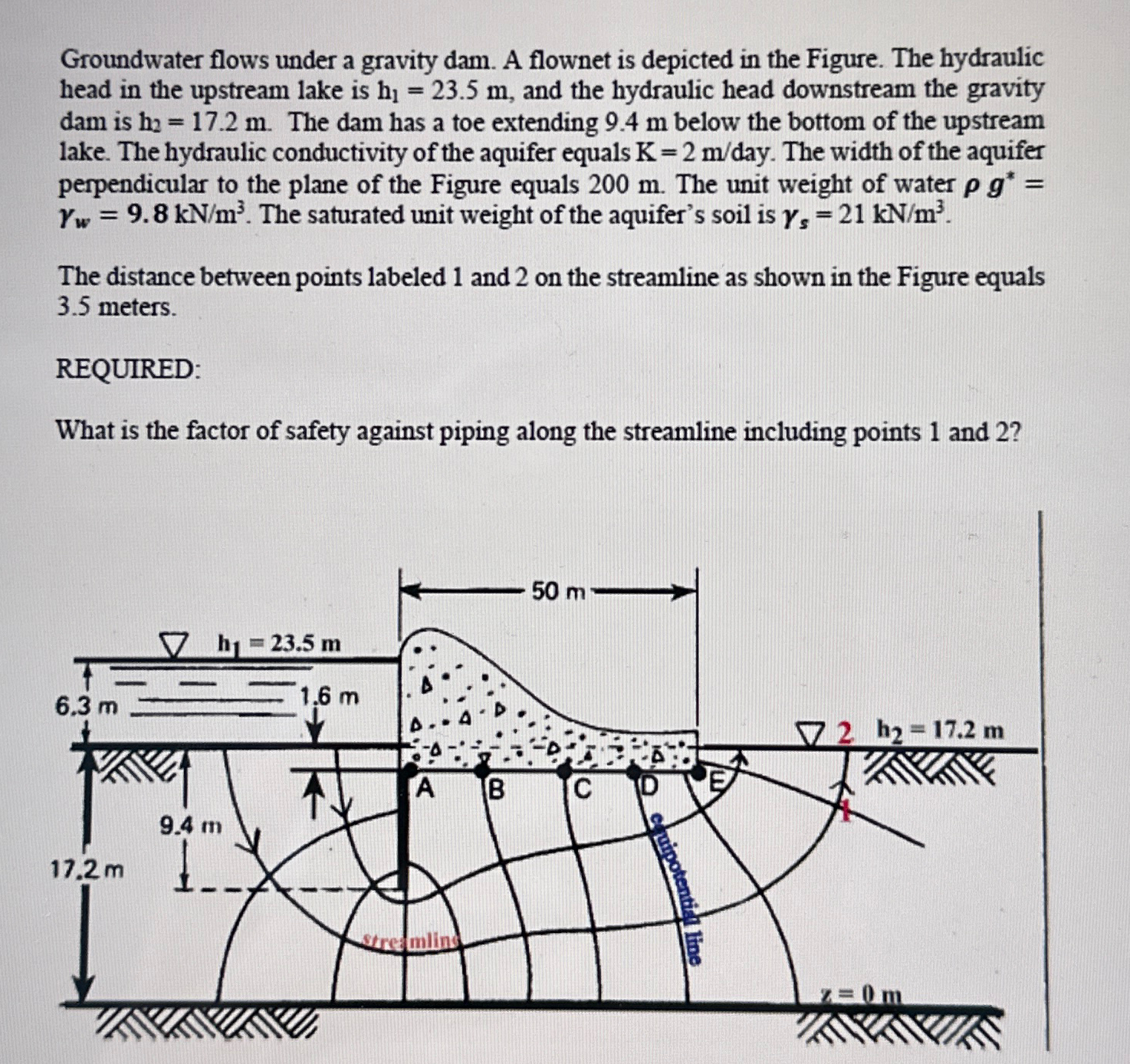 Solved Groundwater flows under a gravity dam. A flownet is | Chegg.com Solved Groundwater flows under a gravity dam. A flownet is | Chegg.com