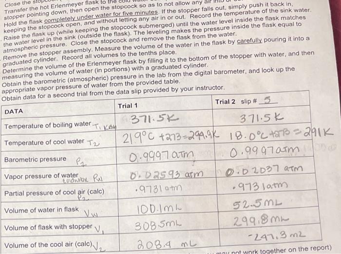 Solved Suppose the procedure were changed so that the flask | Chegg.com