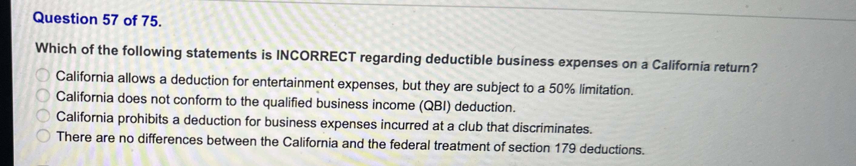 Solved Question 57 ﻿of 75.Which of the following statements | Chegg.com