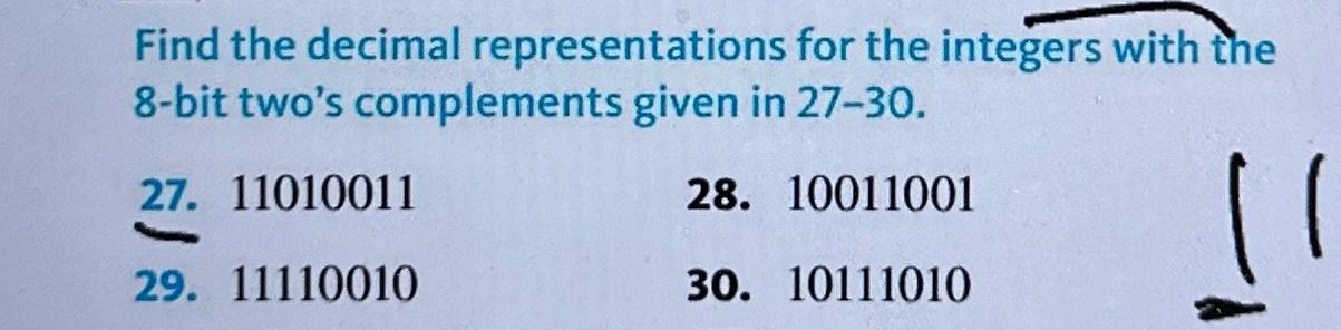 Solved Find the decimal representations for the integers | Chegg.com
