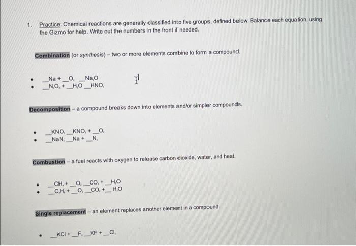 Solved 1. Practice: Chemical reactions are generally | Chegg.com