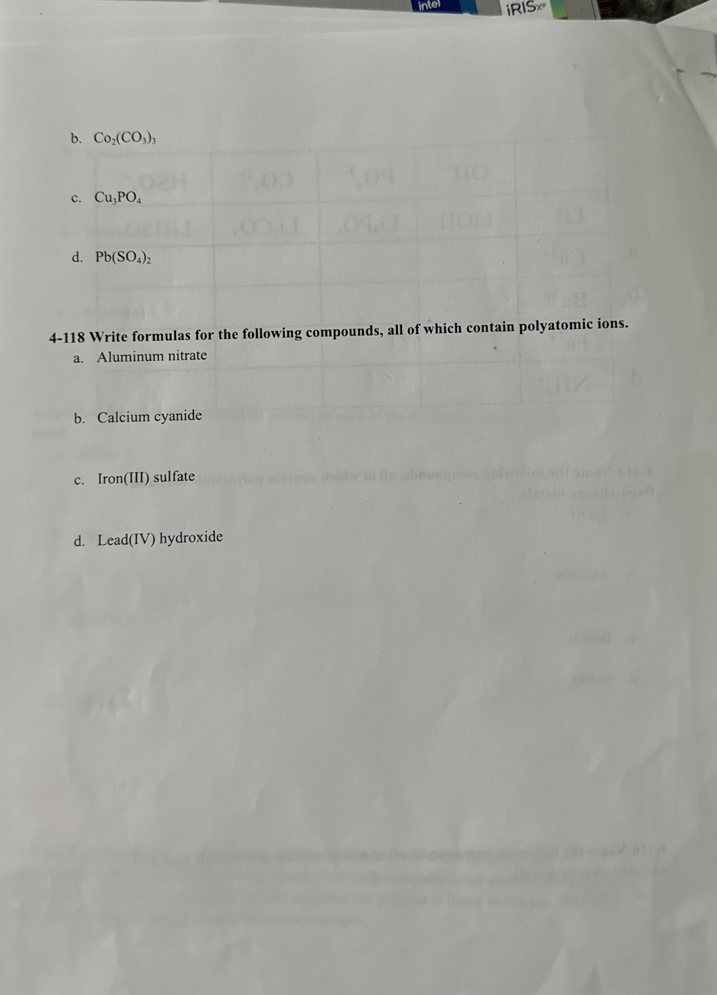 Solved intelb. Co2(CO3)3c. Cu3PO4d. Pb(SO4)24-118 ﻿Write | Chegg.com