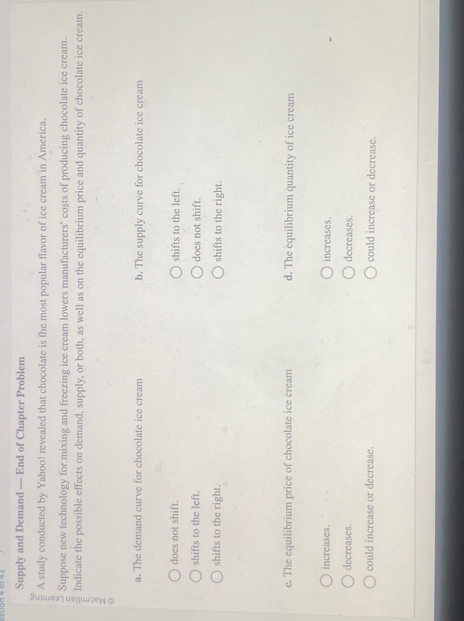 Solved Supply and Demand - ﻿End of Chapter ProblemA study | Chegg.com