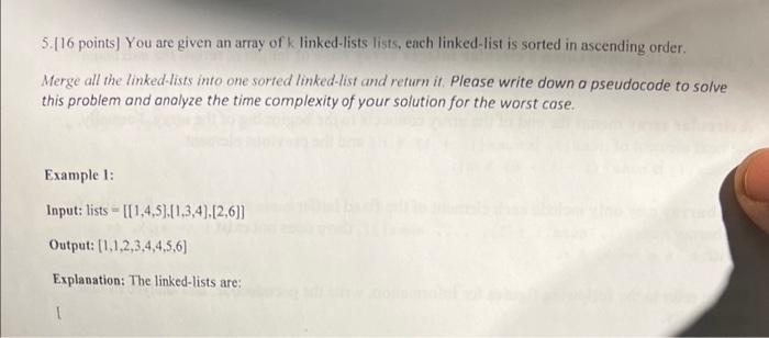 Solved 5. [16 points) You are given an array of k | Chegg.com