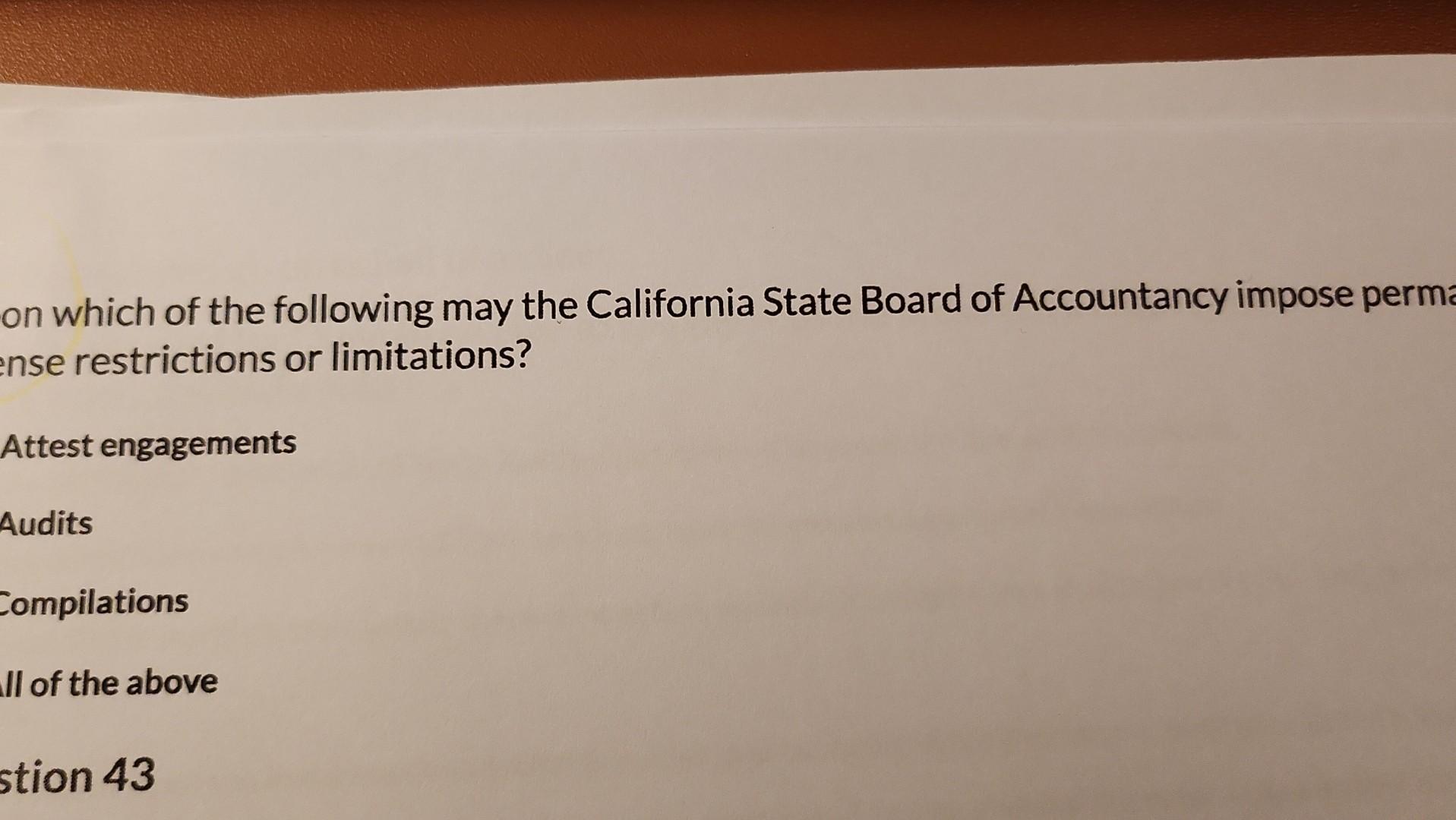 on which of the following may the California State | Chegg.com