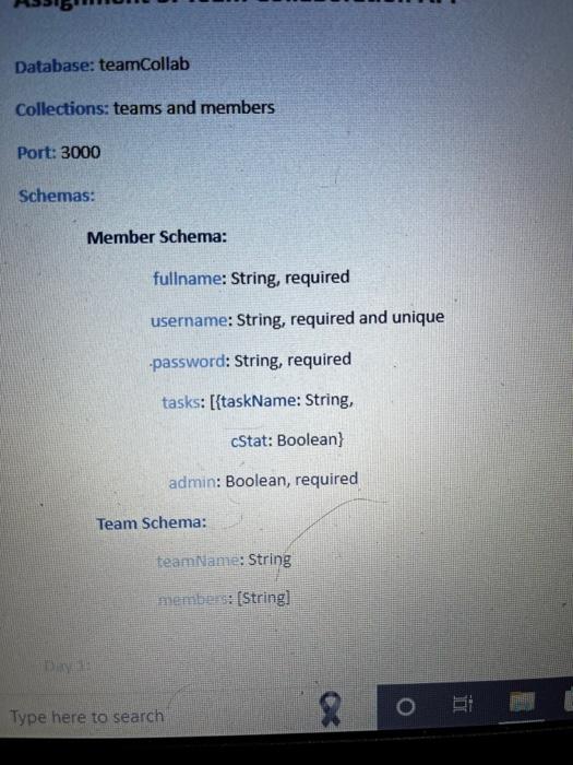 Database: teamCollab Collections: teams and members | Chegg.com