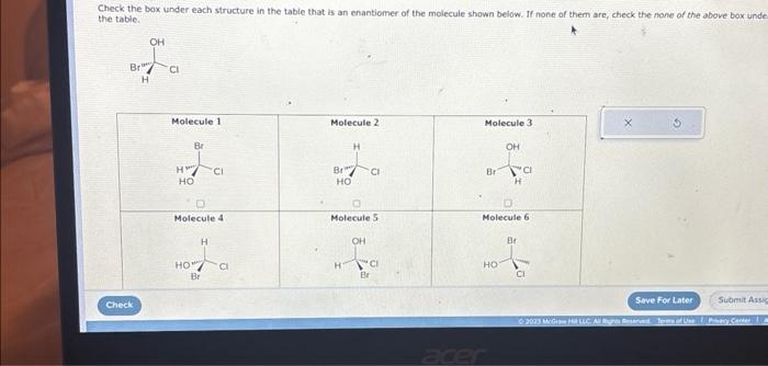 Solved Check the box under each structure in the table that | Chegg.com