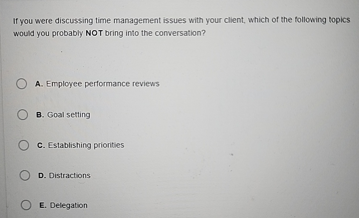 Solved If you were discussing time management issues with | Chegg.com