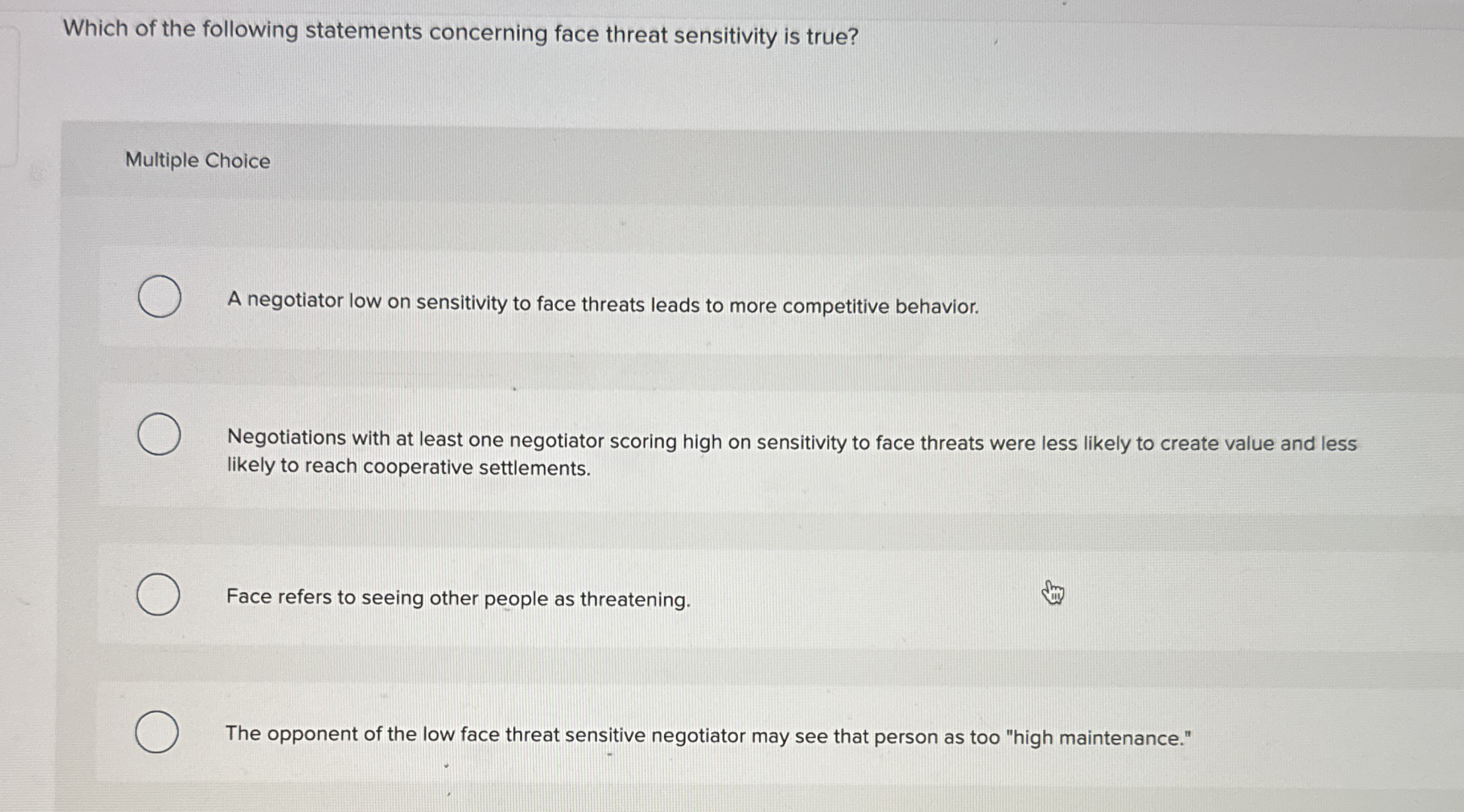 Solved Which of the following statements concerning face | Chegg.com