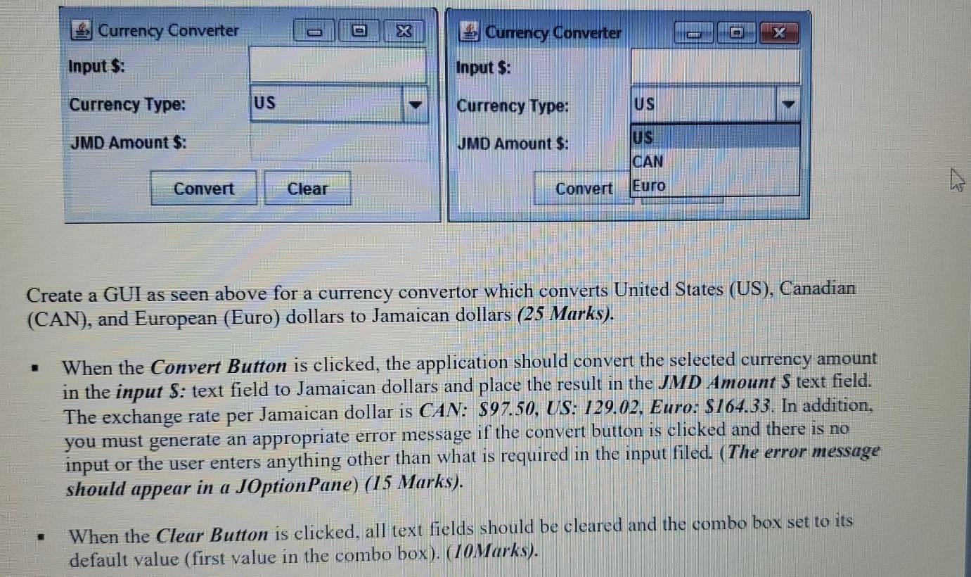 Solved X X Currency Converter Input $: Currency Converter | Chegg.com