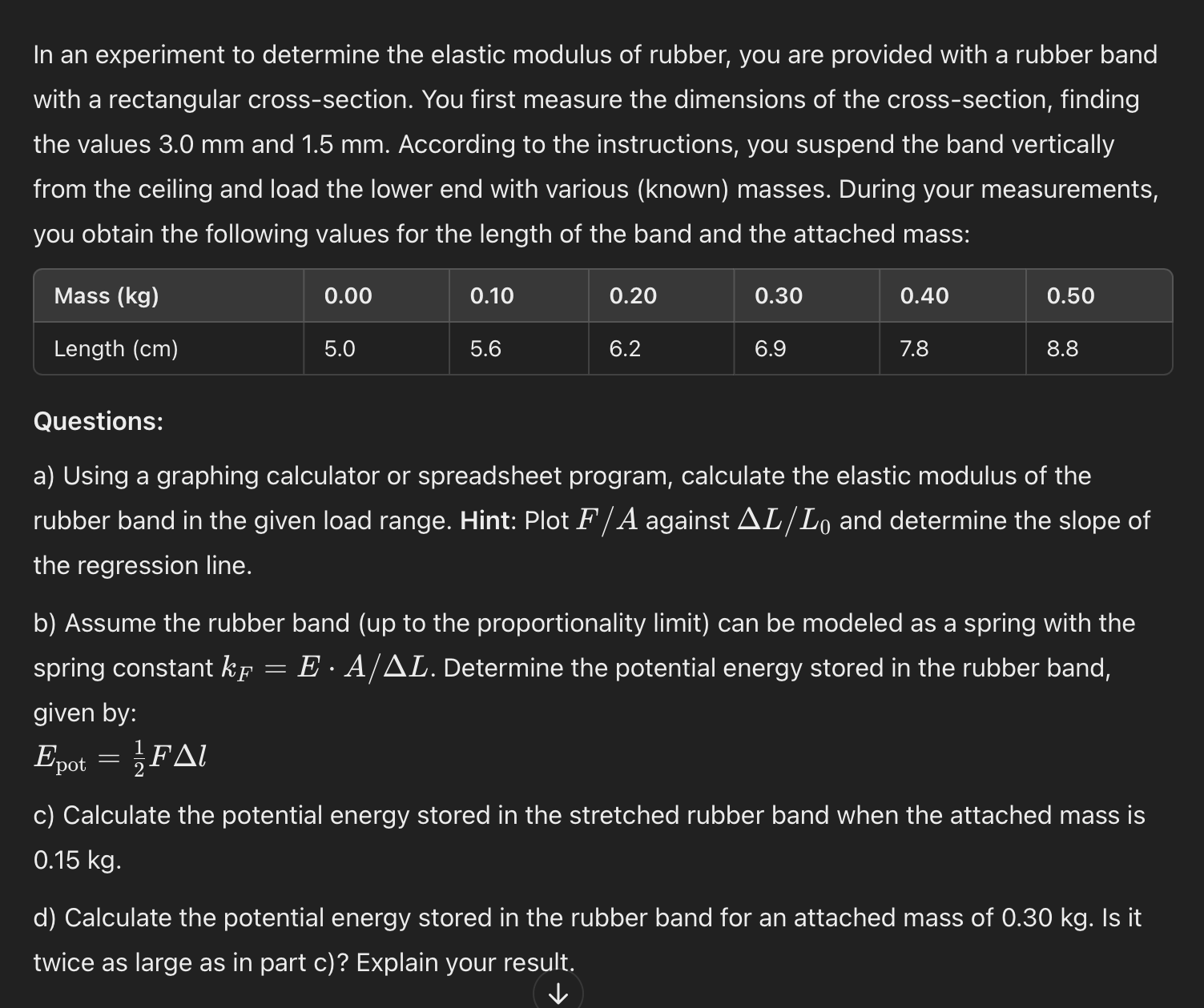 Solved In an experiment to determine the elastic modulus of | Chegg.com