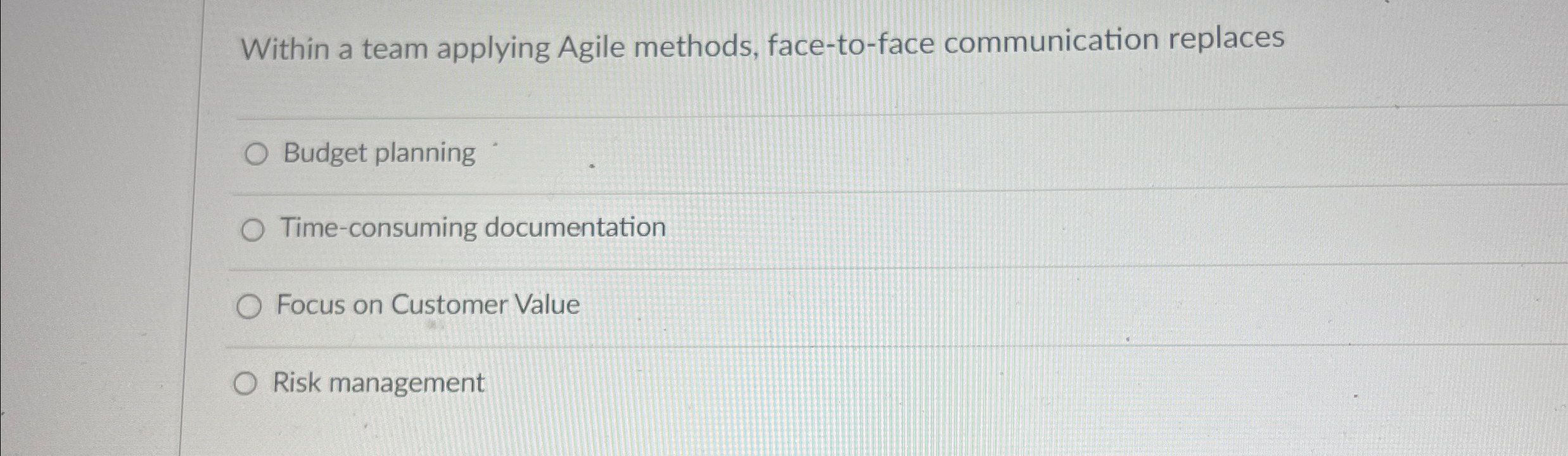 Solved Within a team applying Agile methods, face-to-face | Chegg.com